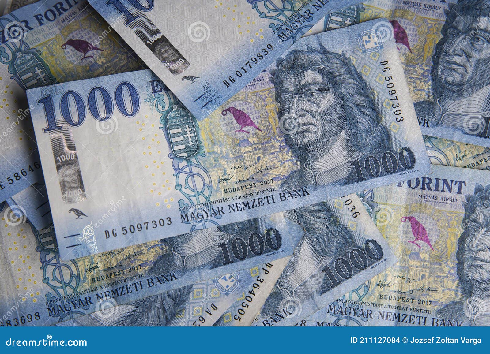 Stack of Banknotes As Background Hungarian Forint 1000 Forint Banknote ...