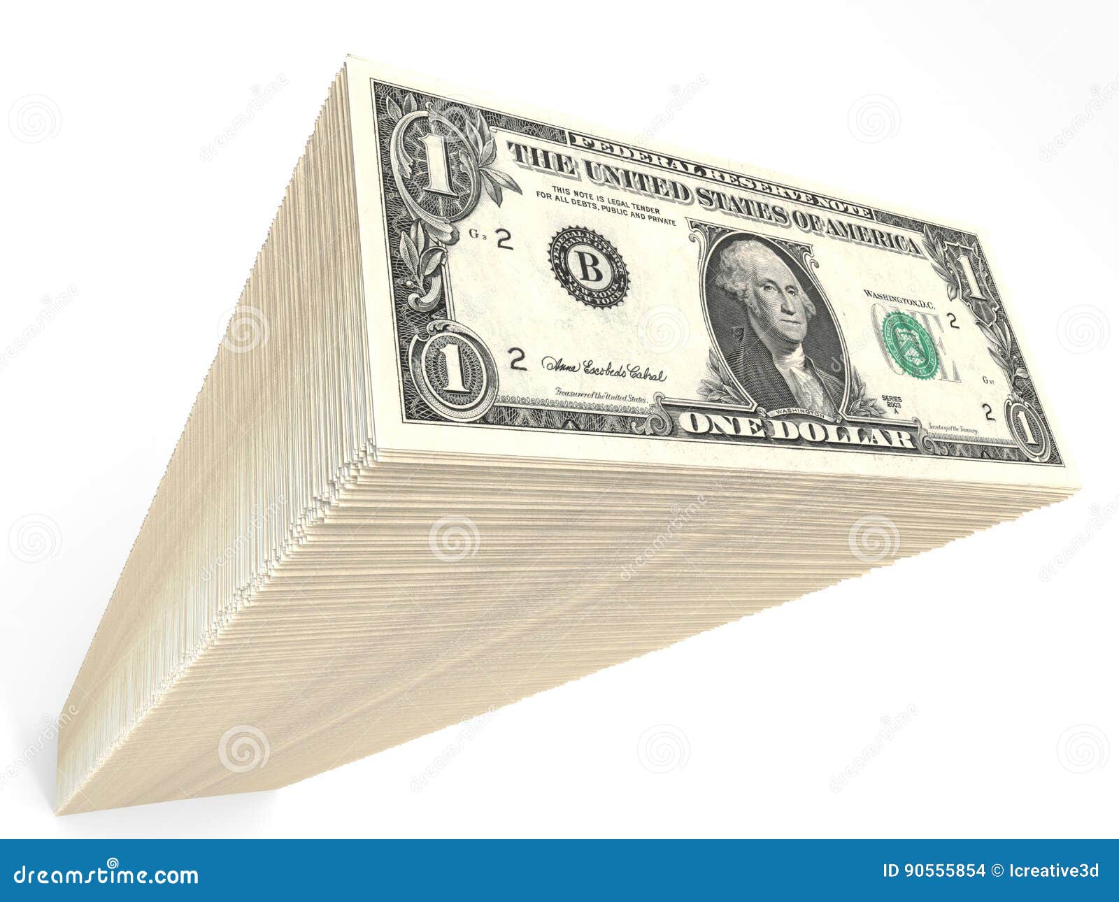 Stack of Banknotes. One Dollar Stock Illustration - Illustration of ...