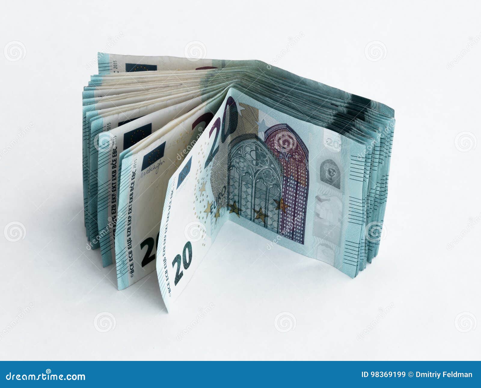 Stack of Banknotes Worth 20 Euro Isolated on a White Background Stock ...