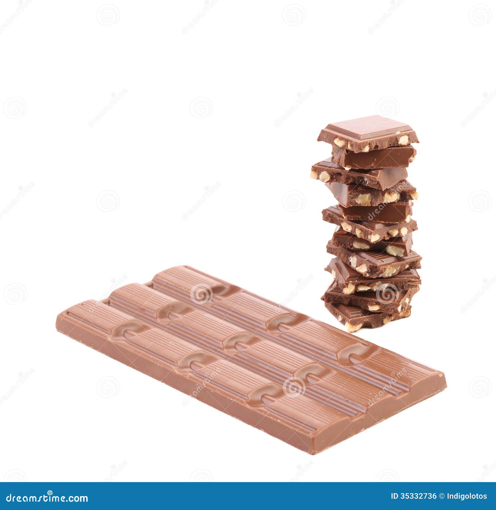 Stack and Bar of Chocolate. Stock Photo - Image of delicious, cacao ...
