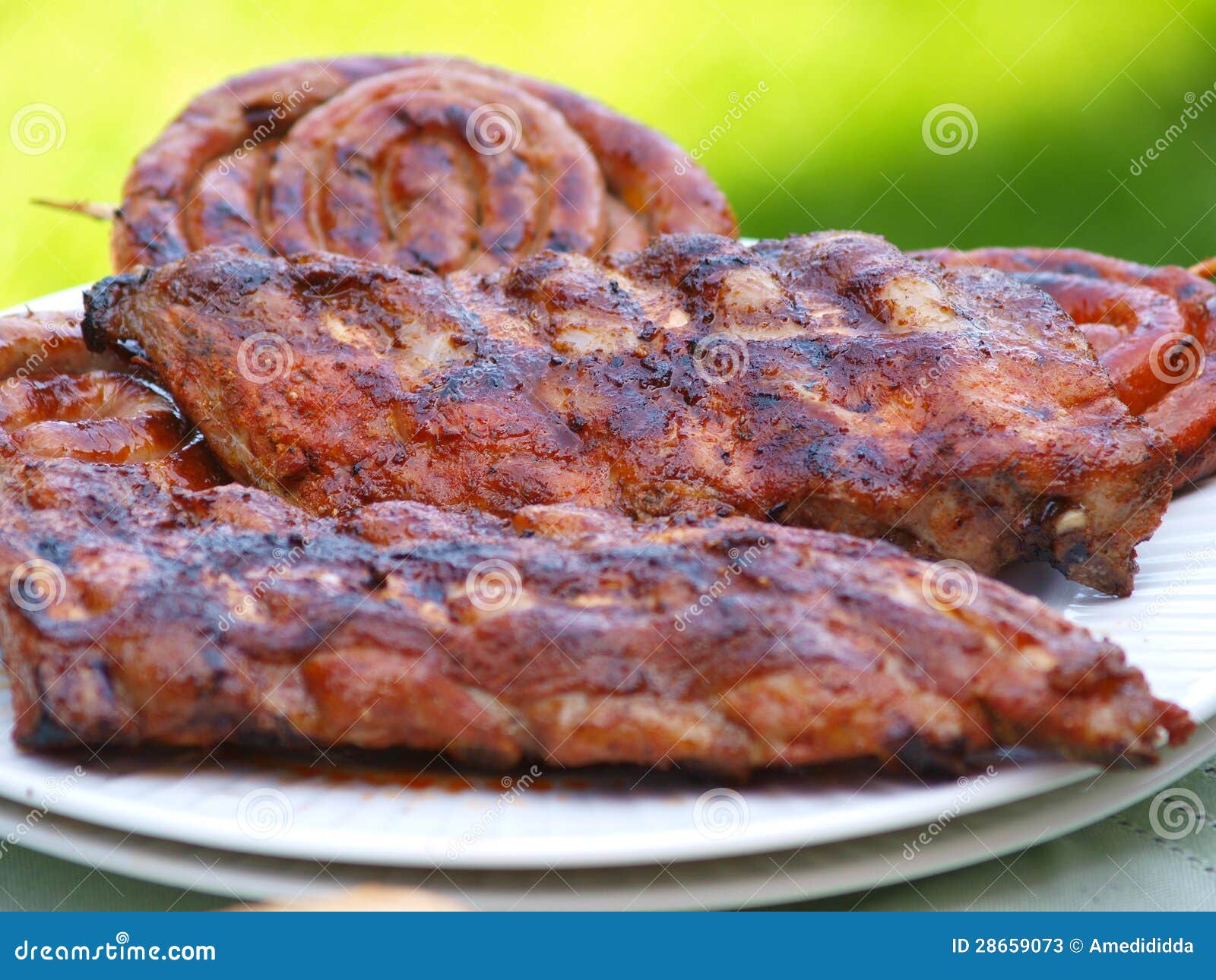 Stack of Barbecue Pork Spare Ribs Stock Image - Image of grilled ...
