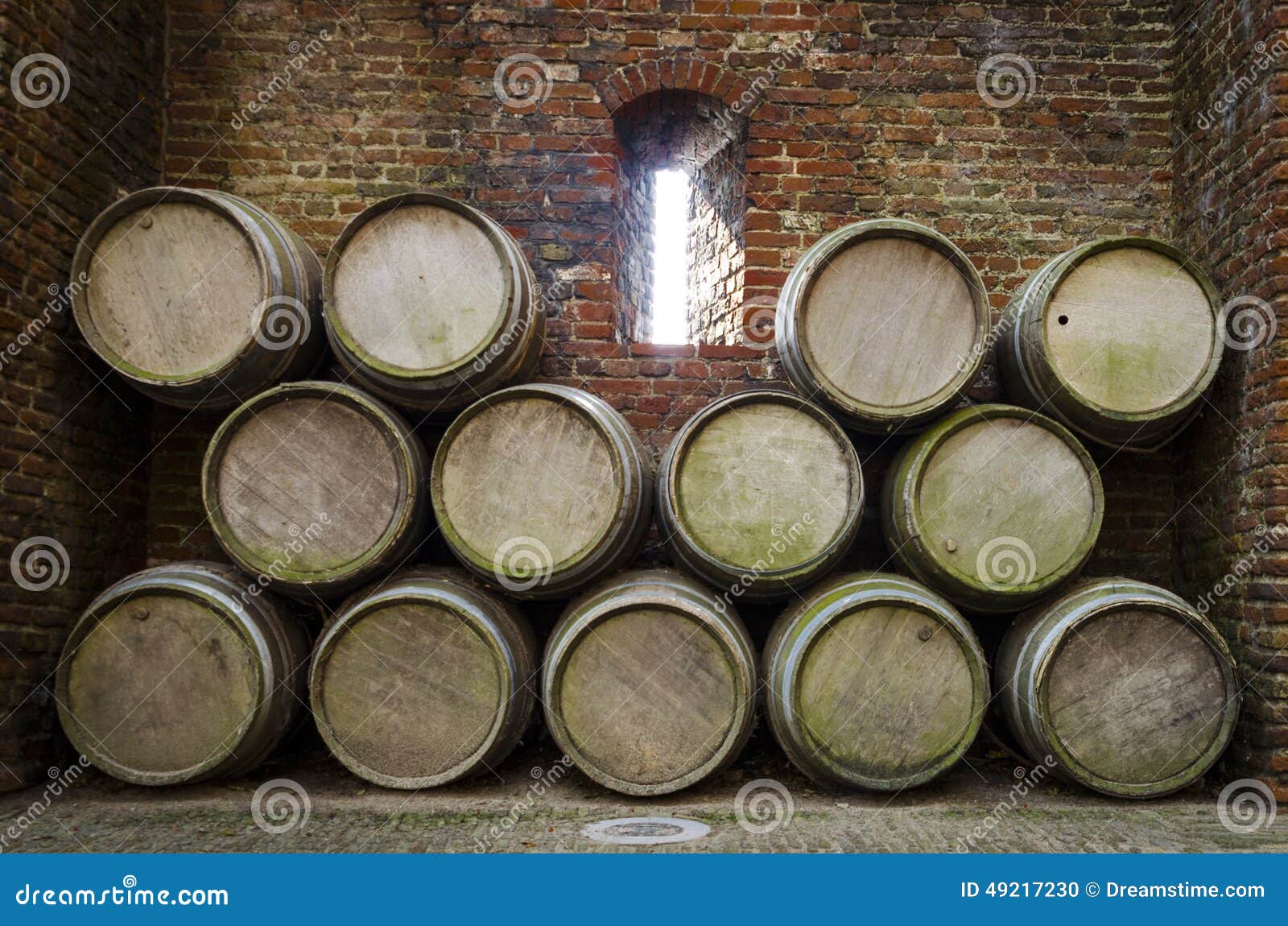 Stack of Barrels Inside a Castle. Stock Photo - Image of whiskey ...