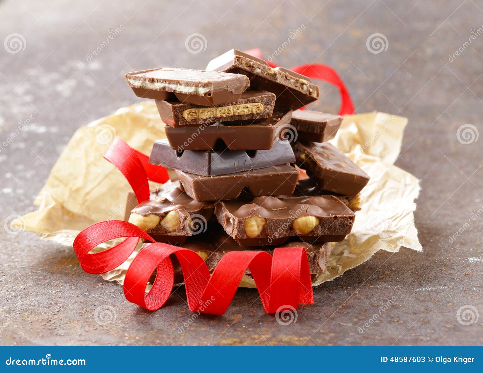 Stack of Bars Pieces of Chocolate Stock Image - Image of temptation ...