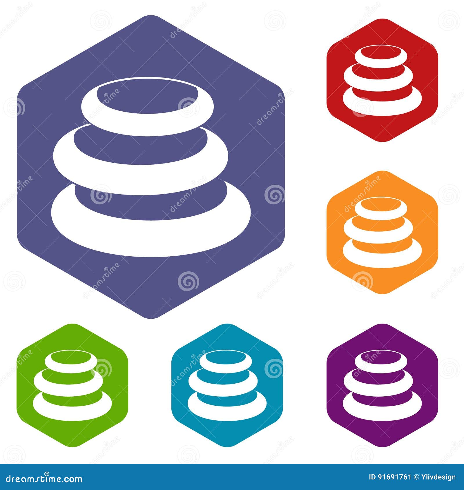 Stack of Basalt Balancing Stones Icons Set Hexagon Stock Vector ...