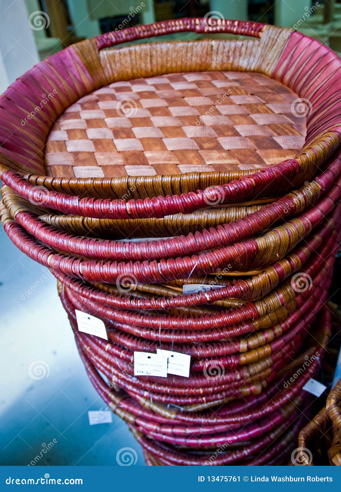 Stack of baskets stock image. Image of baskets, pink - 13475761