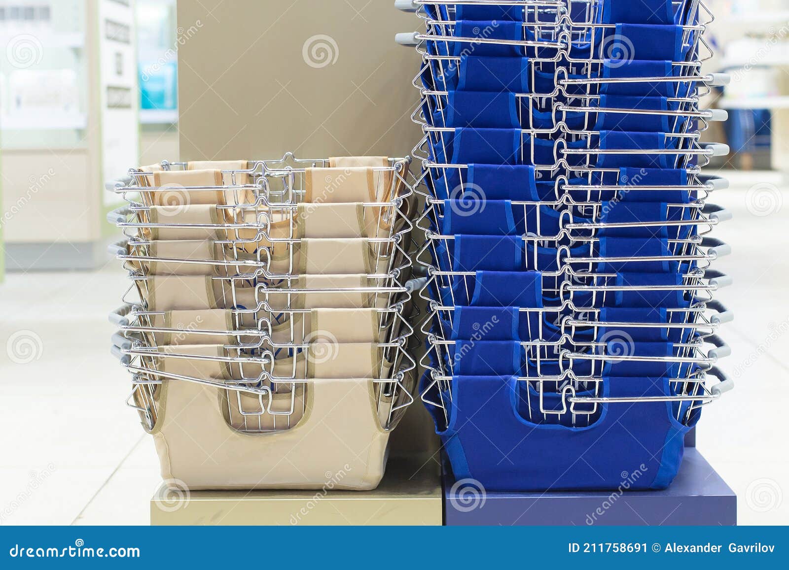 A Stack of Baskets for the Shopper in the Store Stock Image - Image of ...