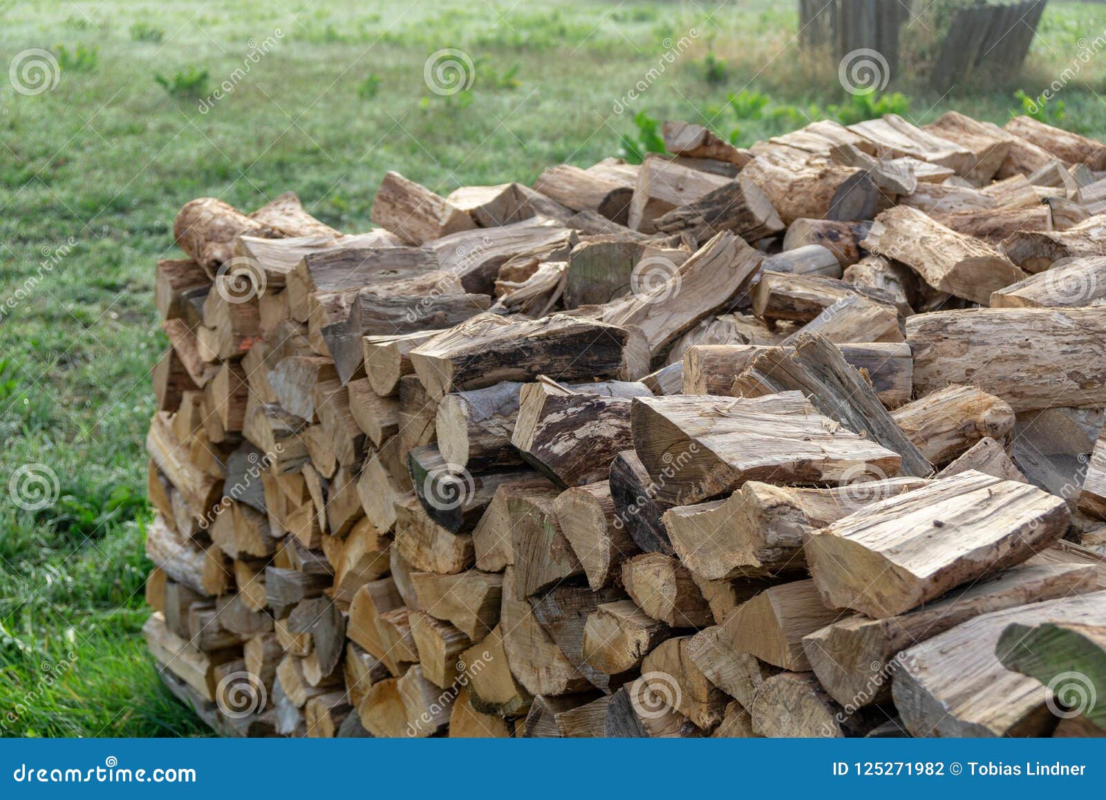 Stack or Batch of Firewood - Log or Timber Blocking Stock Photo - Image ...