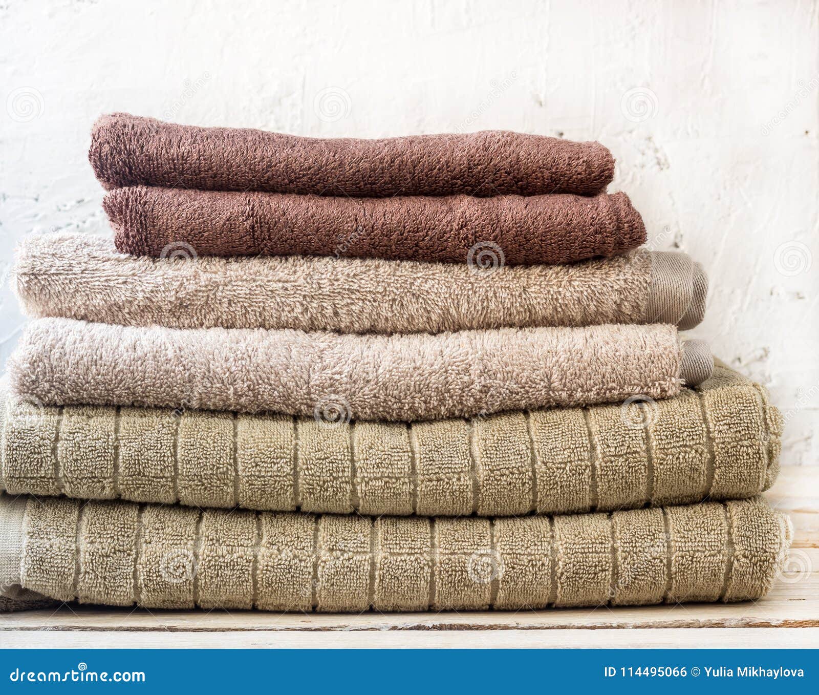 Stack of bath towels stock photo. Image of bathroom - 114495066