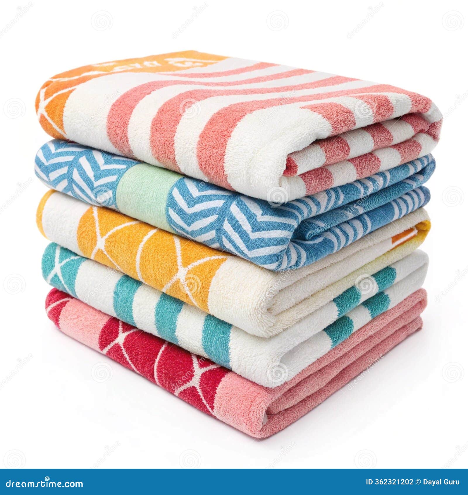 Stack of Beach Towels Isolated on White Background Stock Illustration ...