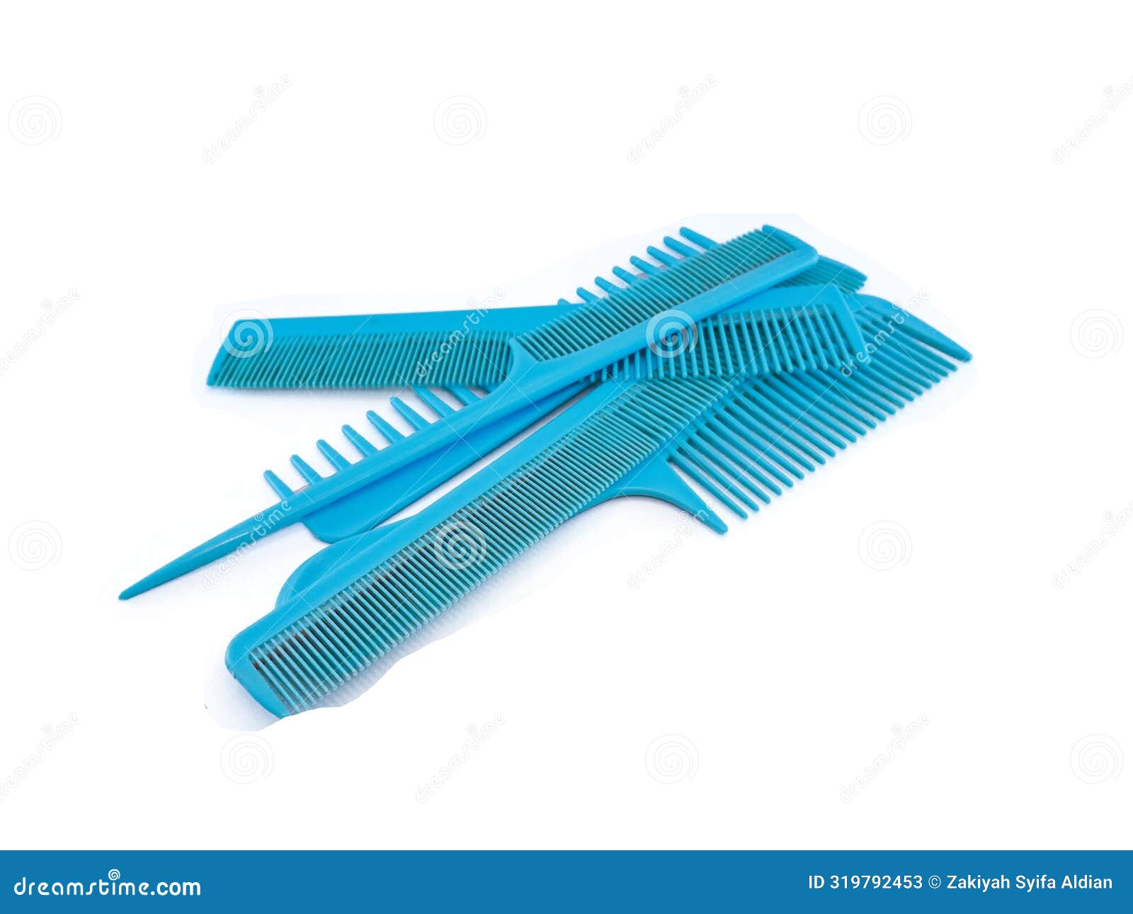 A Stack of Beautiful Blue Combs with Various Curved Models, for a Make ...