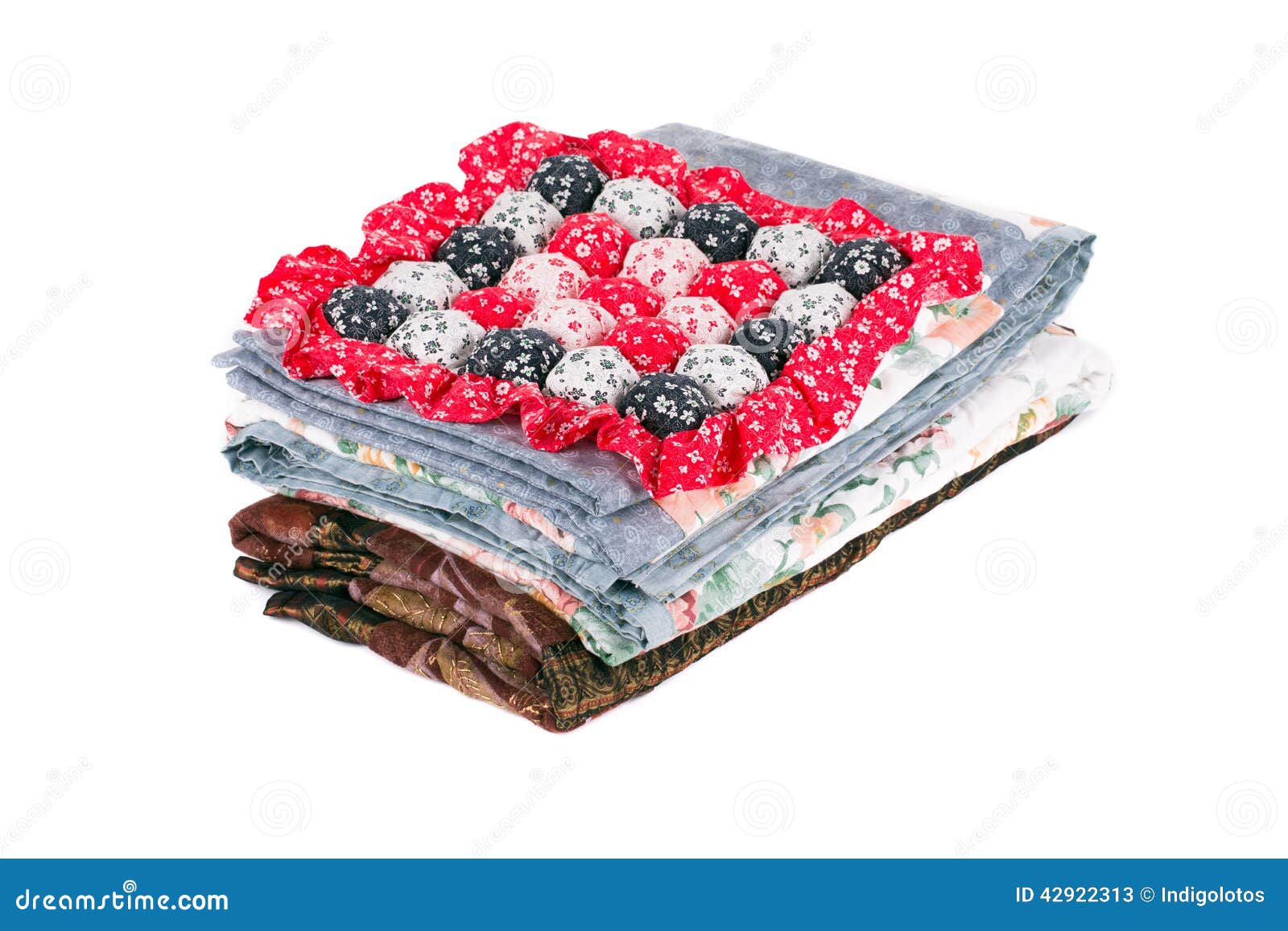 Stack of Beautiful Handmade Quilts. Stock Image - Image of nature ...