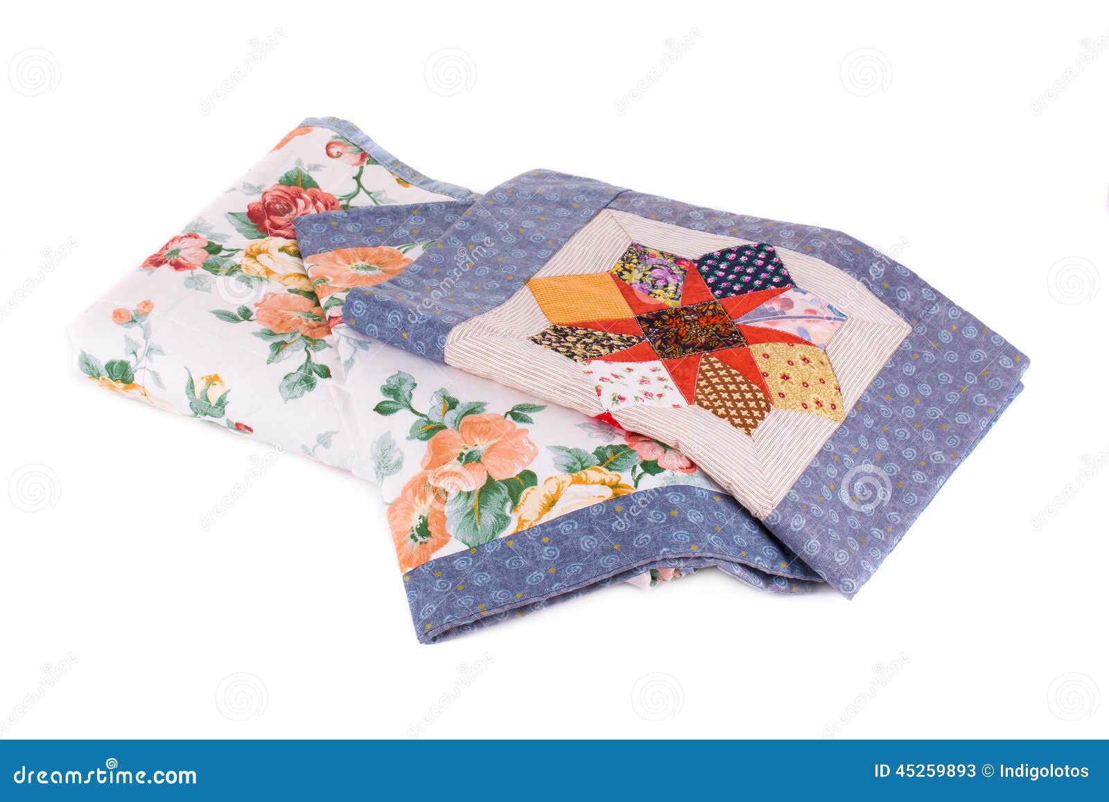 Stack of Beautiful Handmade Quilts. Stock Image - Image of colorful ...