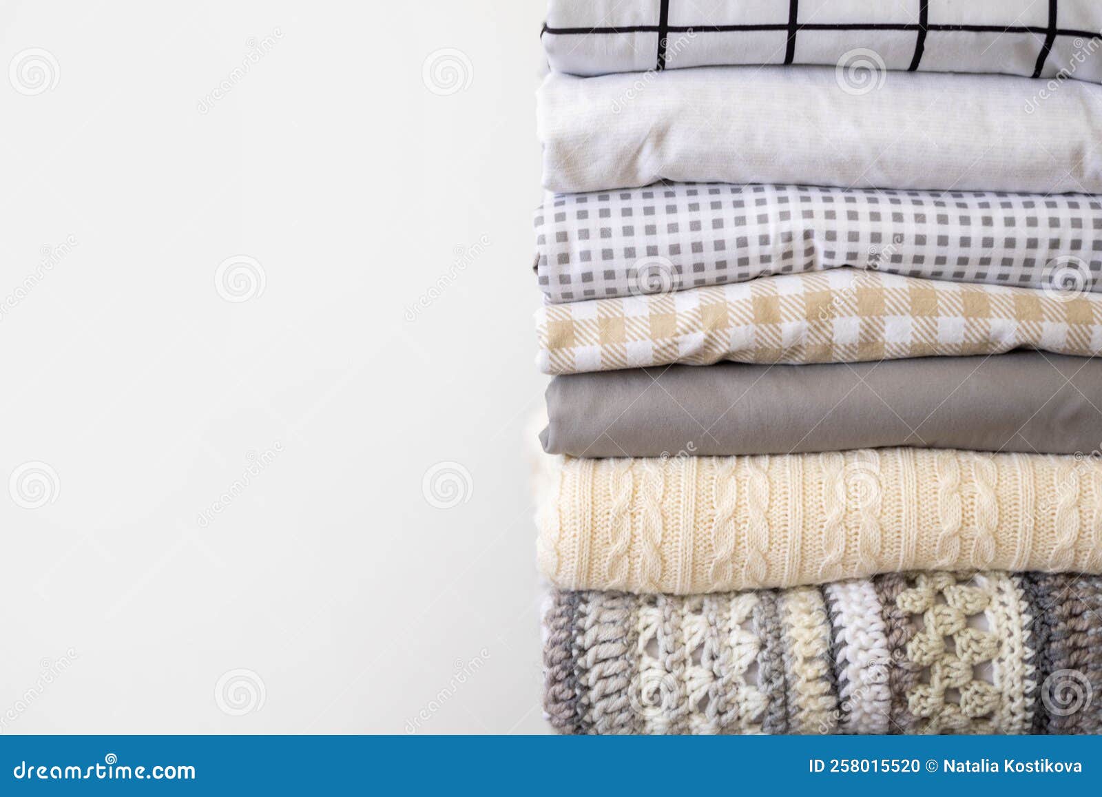 Stack Bed Linens and Knitted Warm Plaids Domestic Soft Textile with ...
