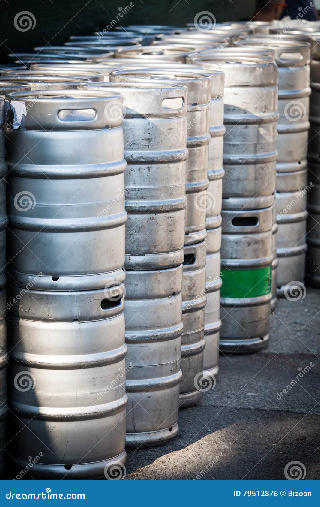 Stack of beer barrels stock photo. Image of drink, steel - 79512876