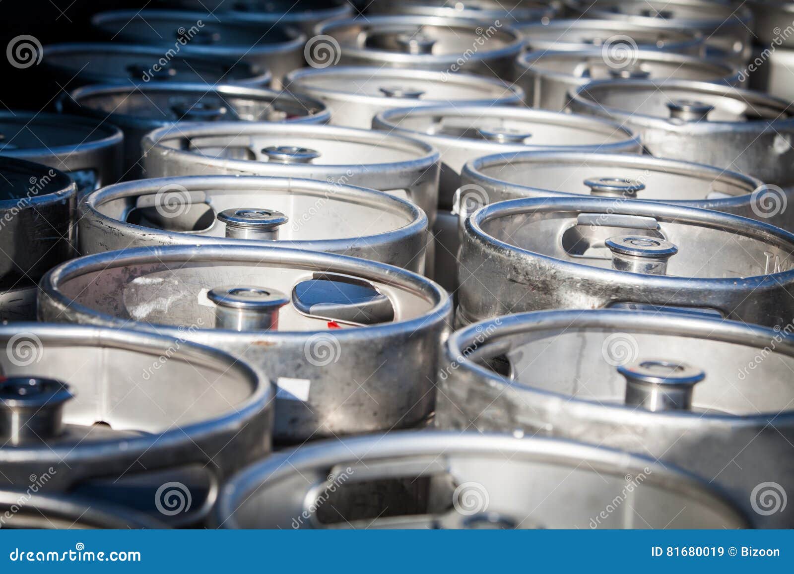 Stack of beer barrels stock image. Image of metallic - 81680019