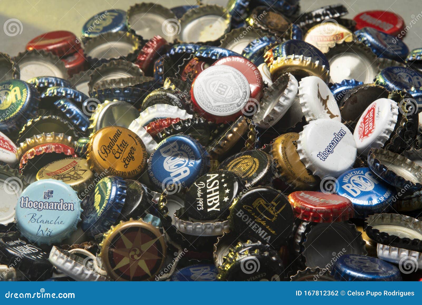 Stack of beer bottle caps editorial photography. Image of metal - 167812362