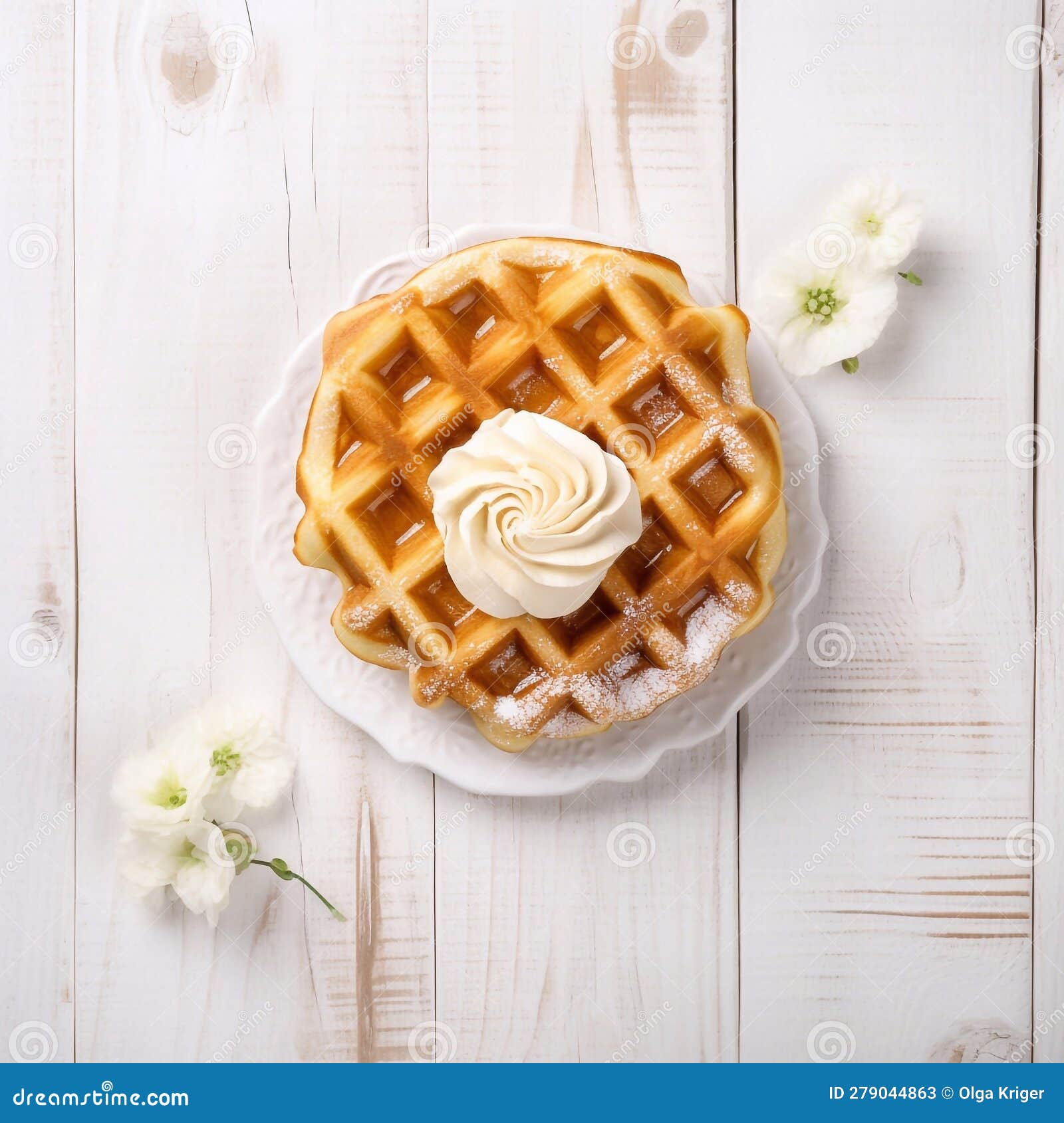Stack of Belgian Waffles with Syrup, for Breakfast Stock Illustration ...