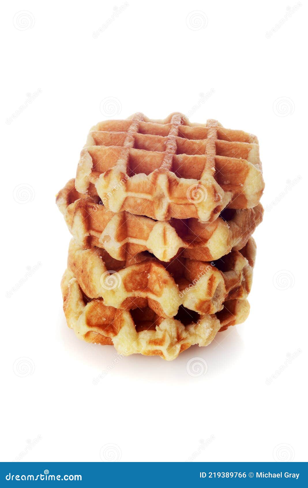 Stack of Belgian Waffles on White Stock Photo - Image of golden ...