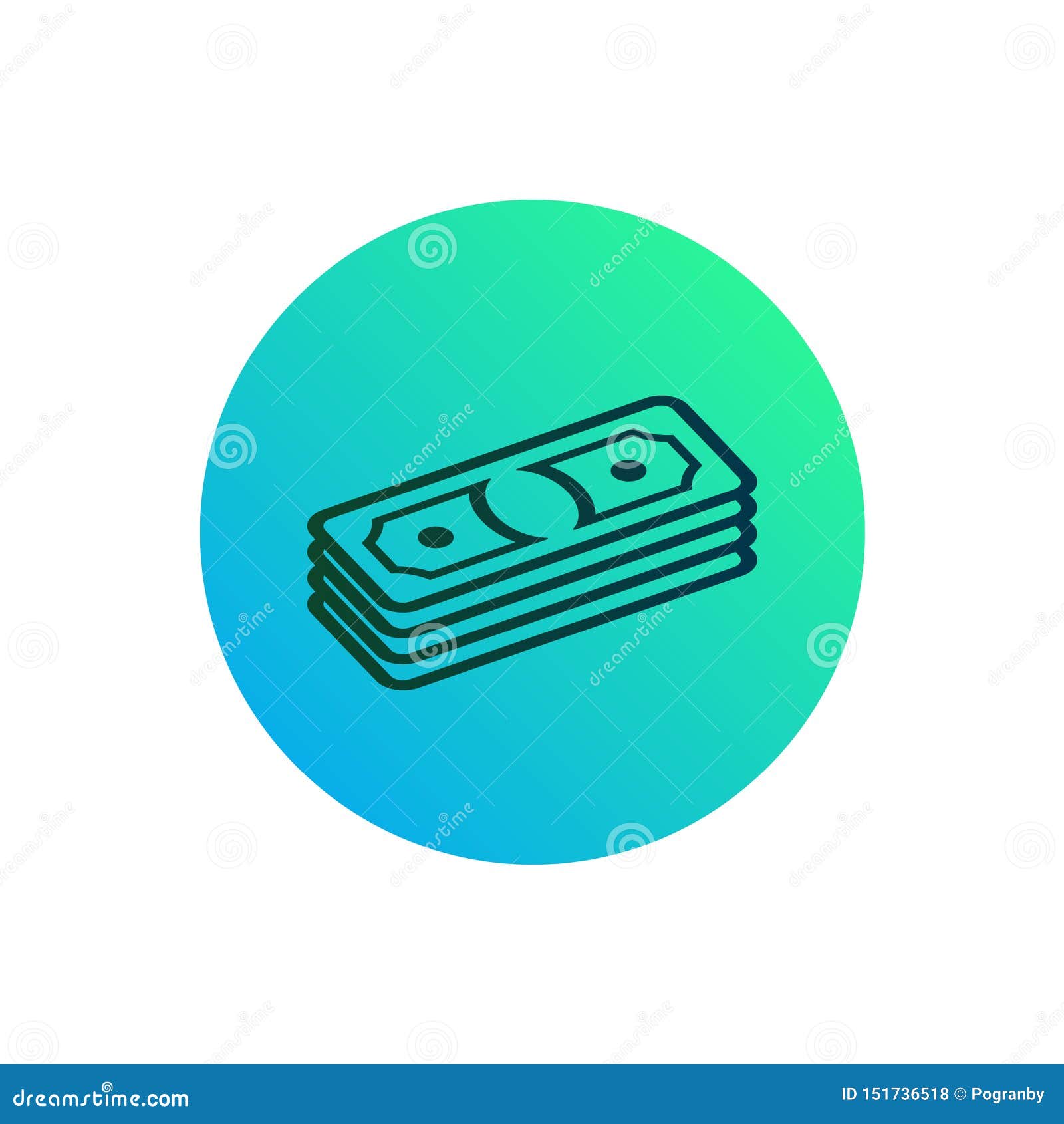 Stack of Bills Icon. Gradient Button with Pile of Money on it Stock ...