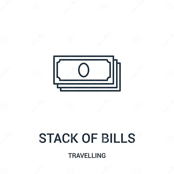 Stack of Bills Icon Vector from Travelling Collection. Thin Line Stack ...
