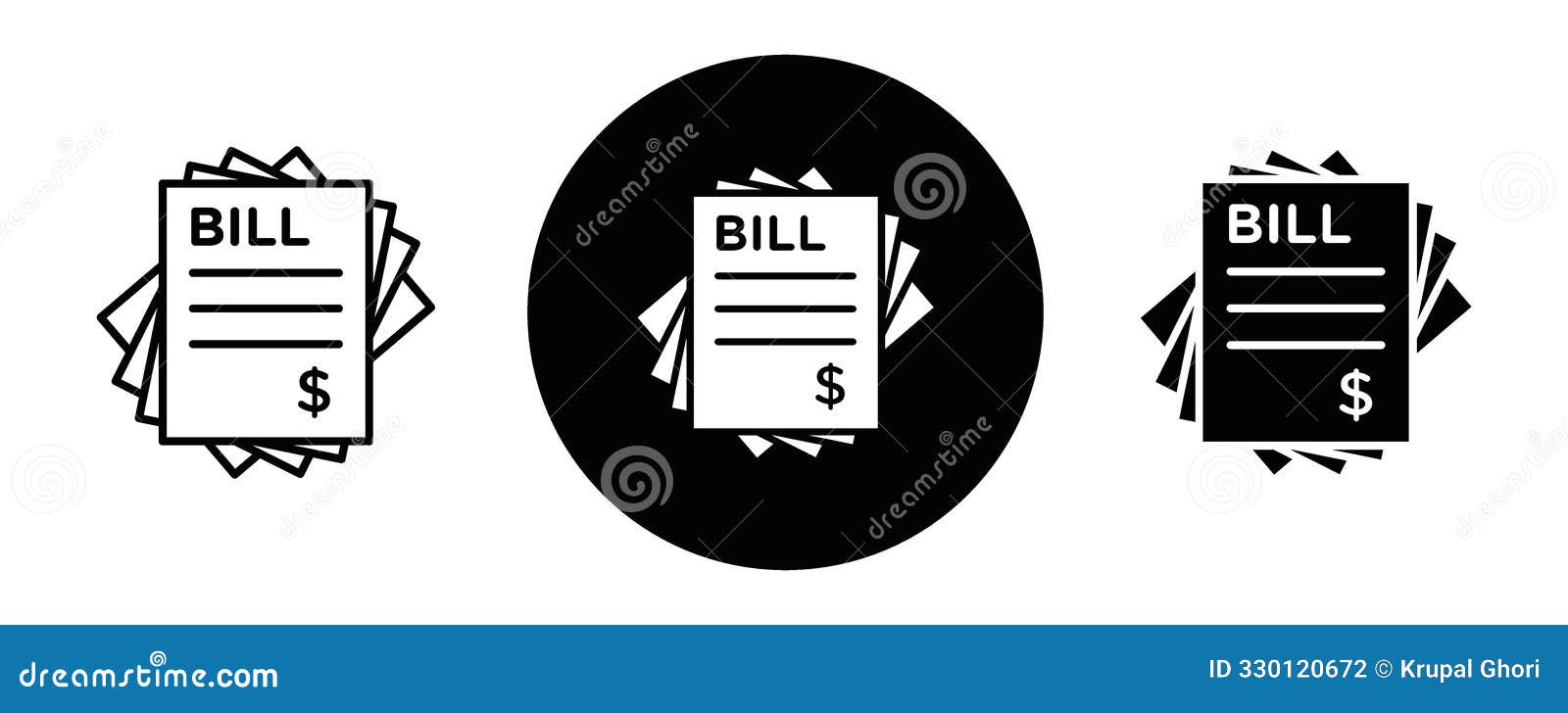 Stack of Bills Outline Icon Collection or Set. Stack of Bills Thin ...
