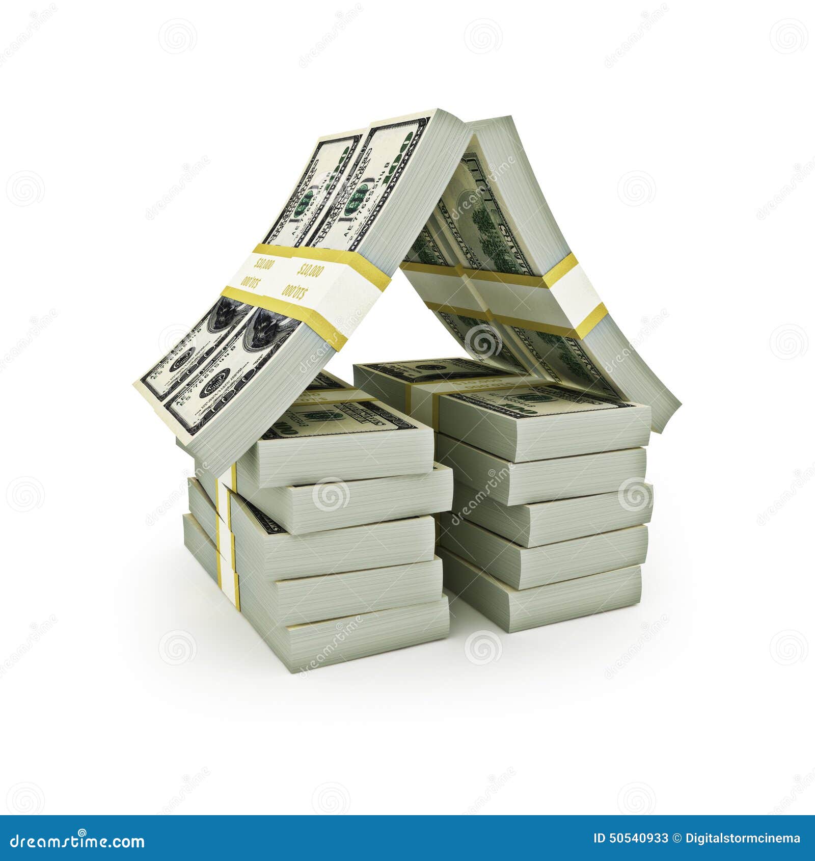 Stack of Bills in the Shape of a House Stock Illustration ...