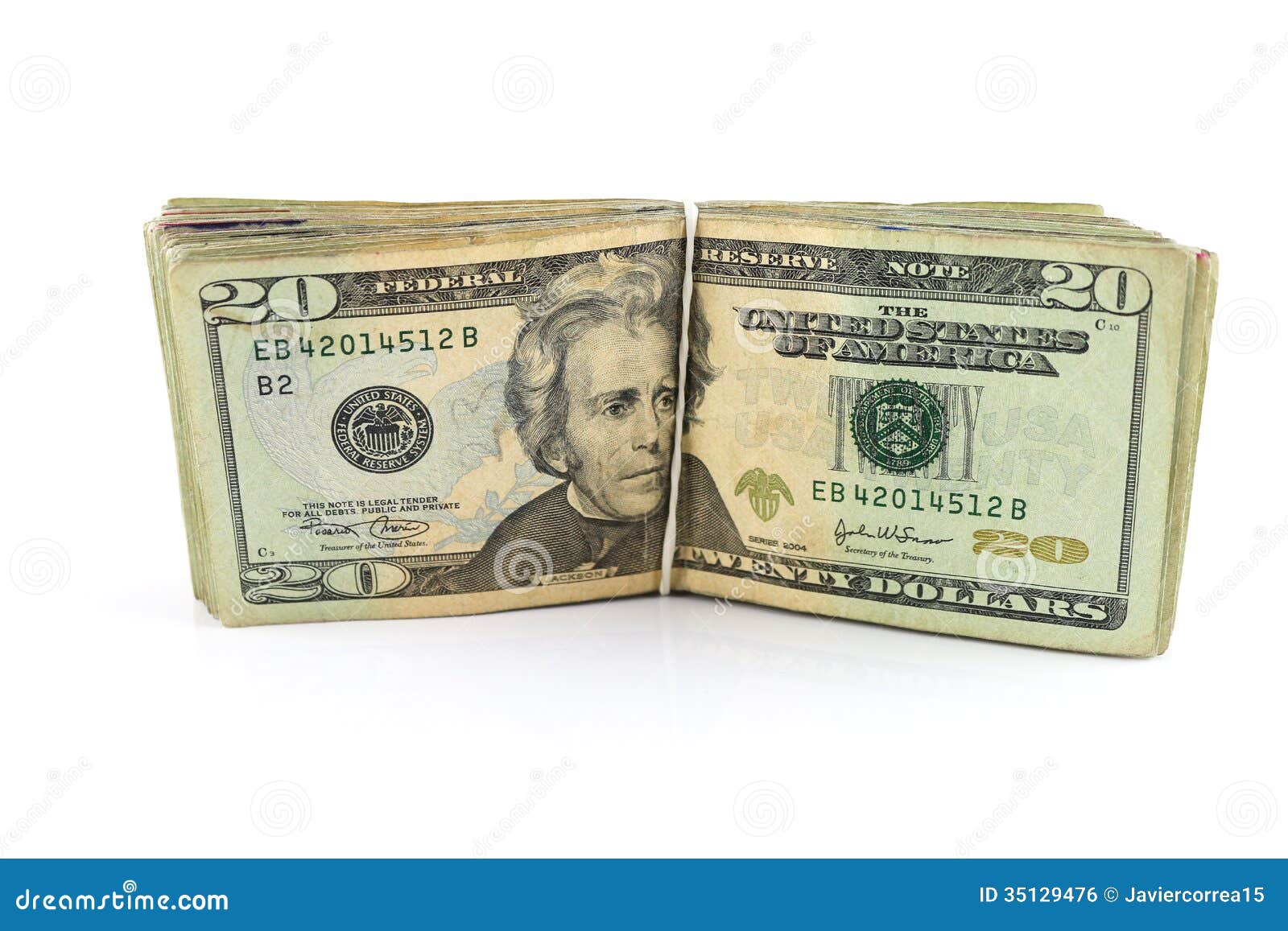 Stack of $20 bills stock photo. Image of dollars, dollar - 35129476