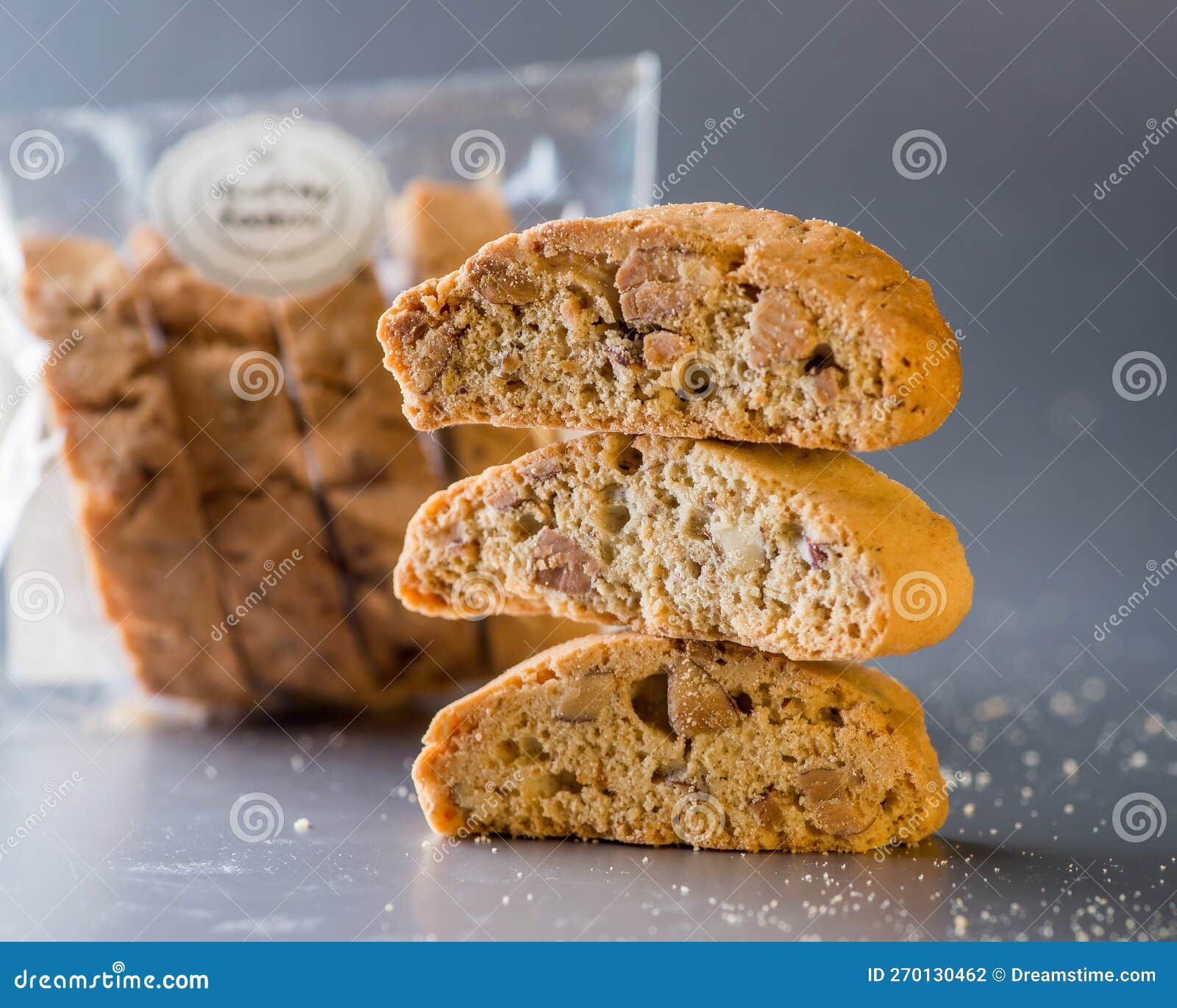 Stack of Biscotti Cookies on the Light Background Stock Photo - Image ...
