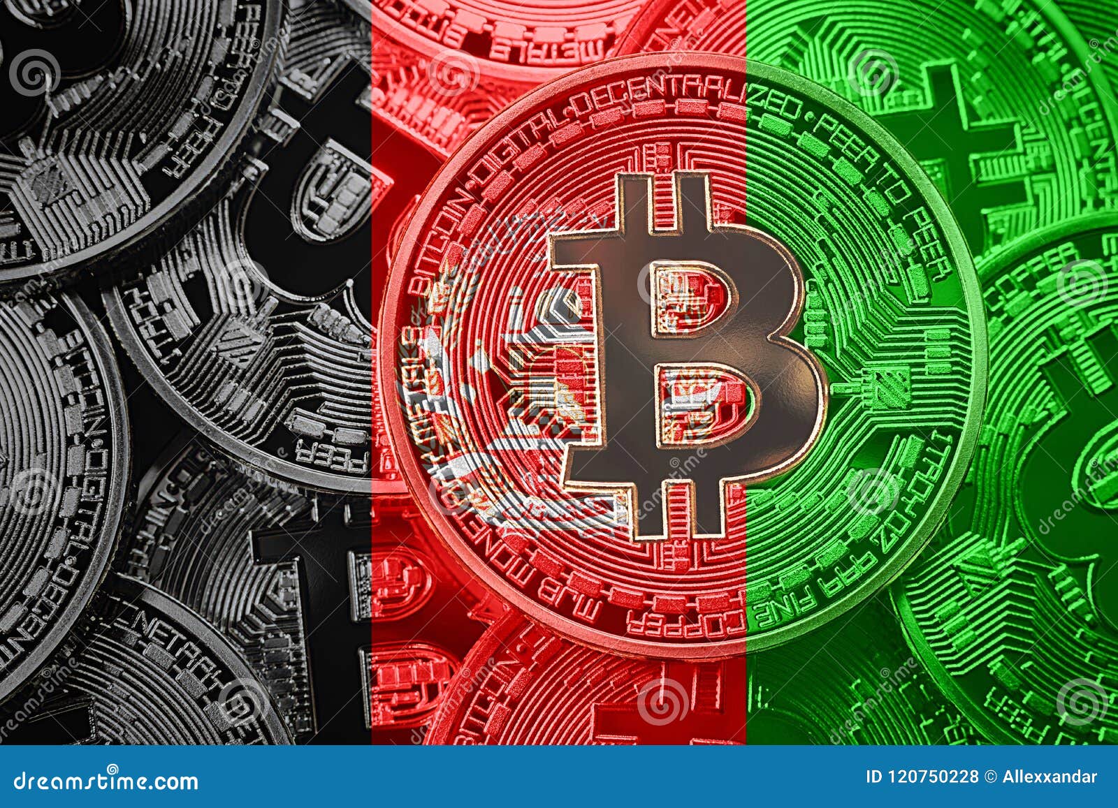 Stack of Bitcoin Afghanistan Flag. Bitcoin Cryptocurrencies Concept ...