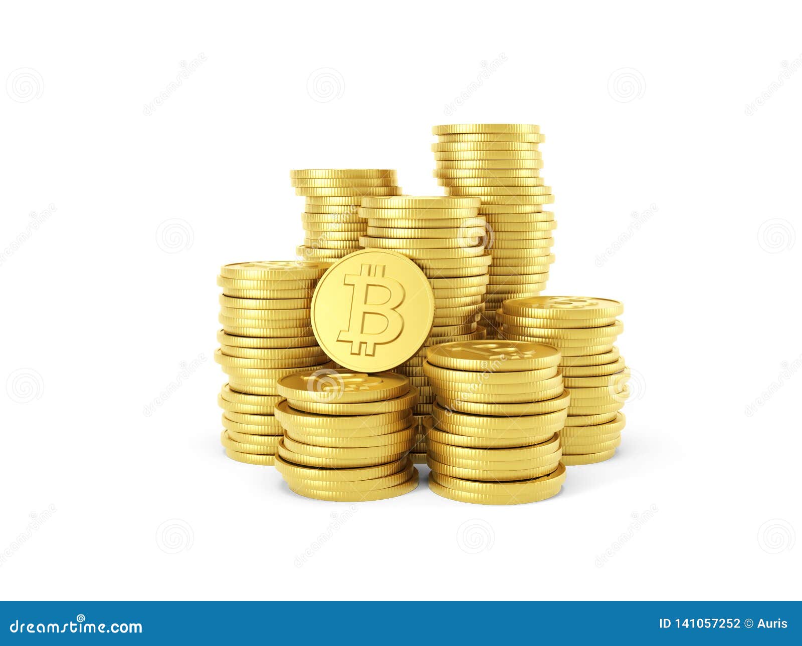 Stack of bitcoin coins stock photo. Image of crypto - 141057252