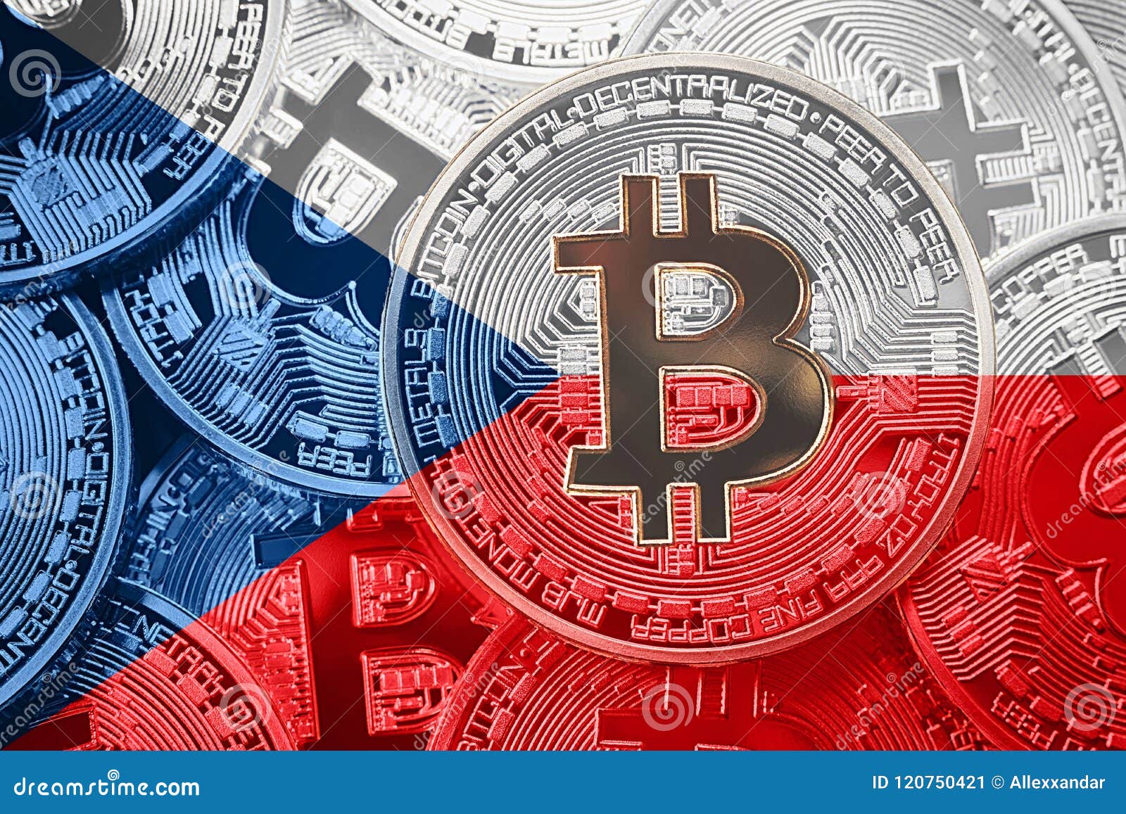 Stack of Bitcoin Czech Republic Flag. Bitcoin Cryptocurrencies C Stock ...