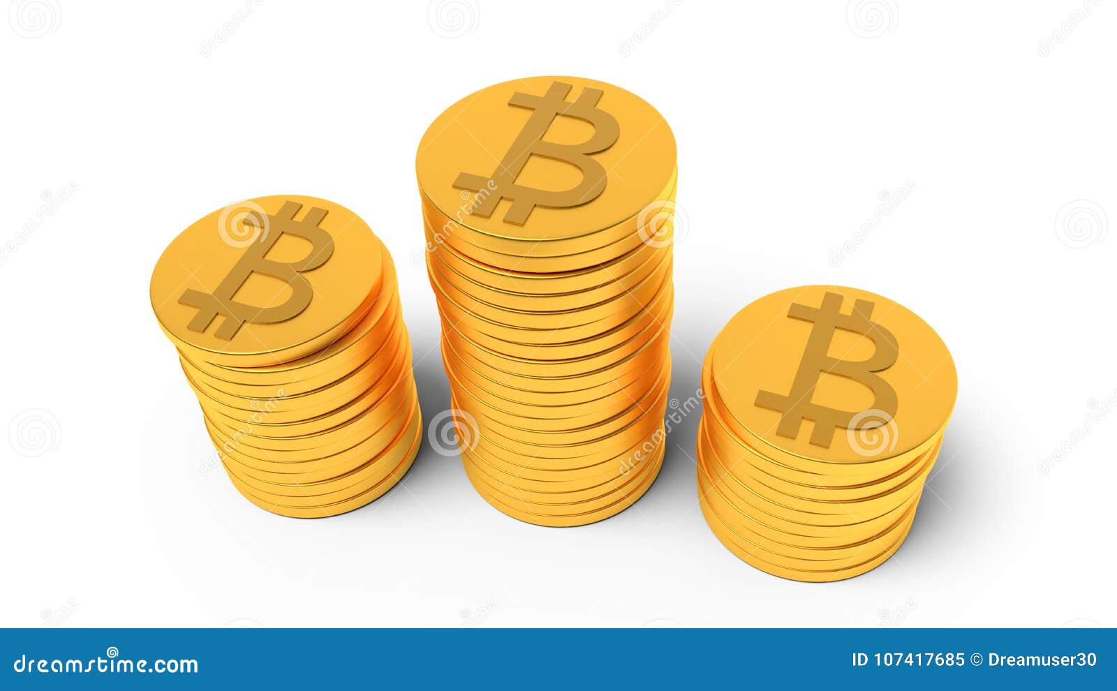 Stack of Bitcoins 3d Rendering Stock Illustration - Illustration of ...