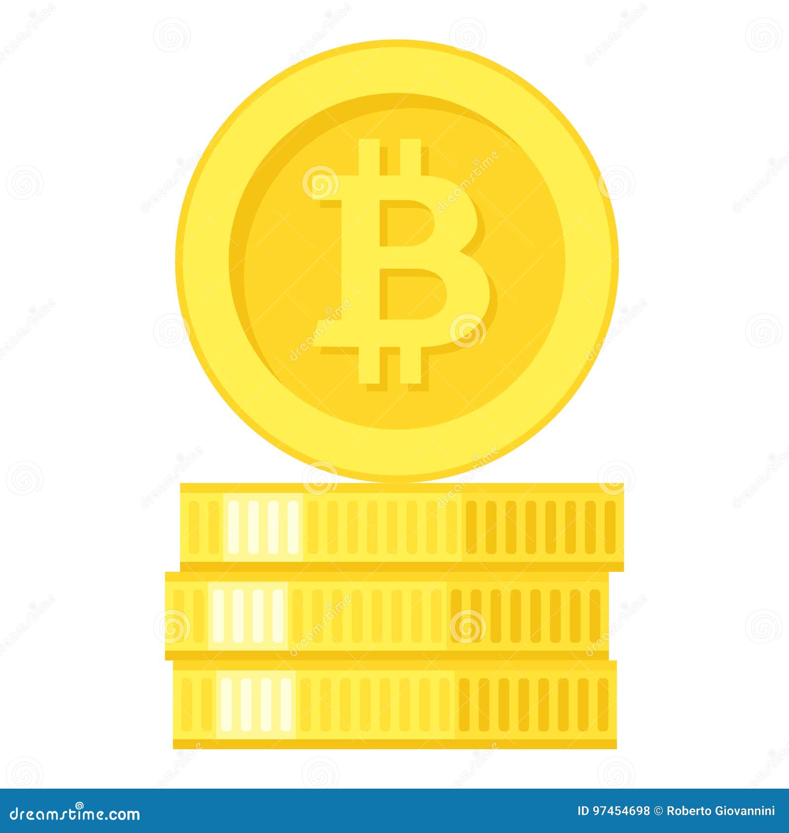Stack of Bitcoins Flat Icon Isolated on White Stock Vector ...