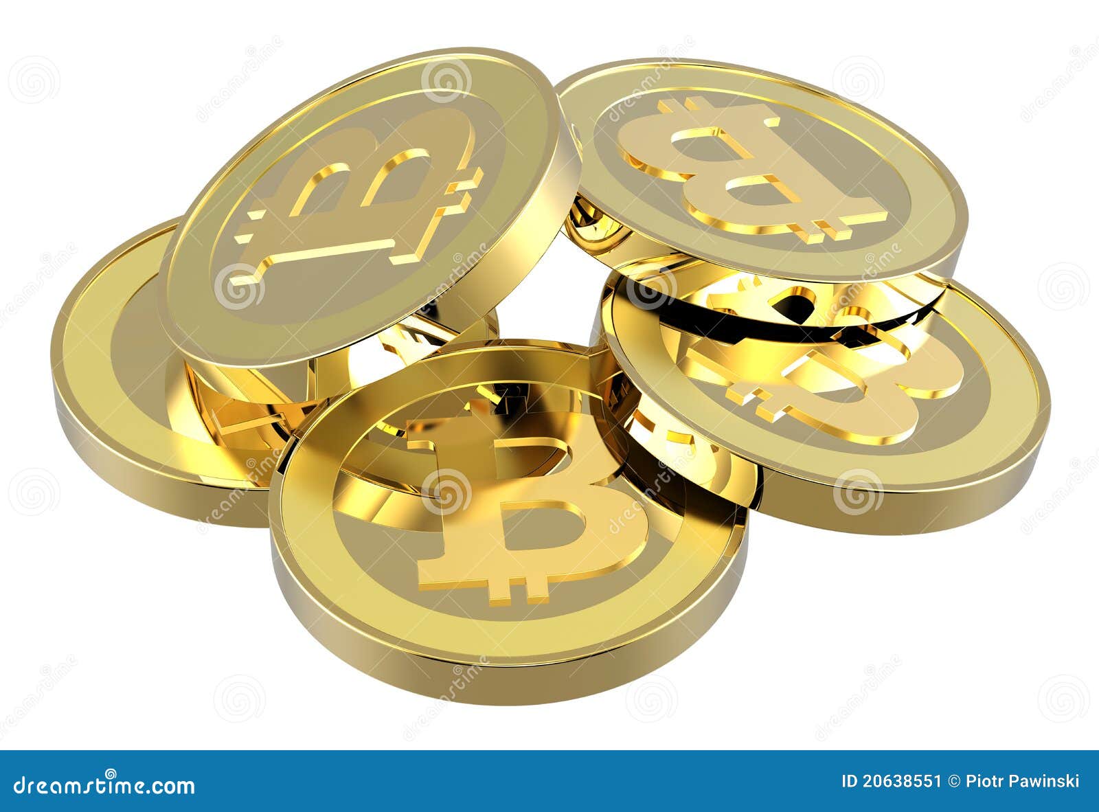 Stack of Bitcoins Isolated on White. Stock Illustration - Illustration ...