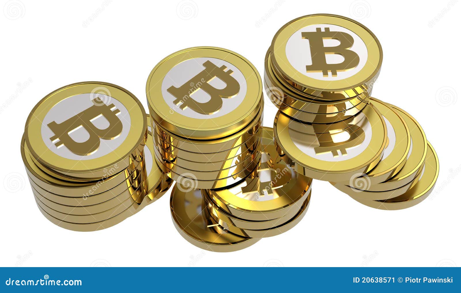 Stack of Bitcoins Isolated on White. Stock Illustration - Illustration ...