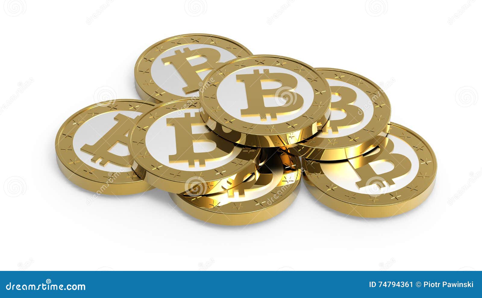 Stack of Bitcoins Isolated on White Stock Illustration - Illustration ...