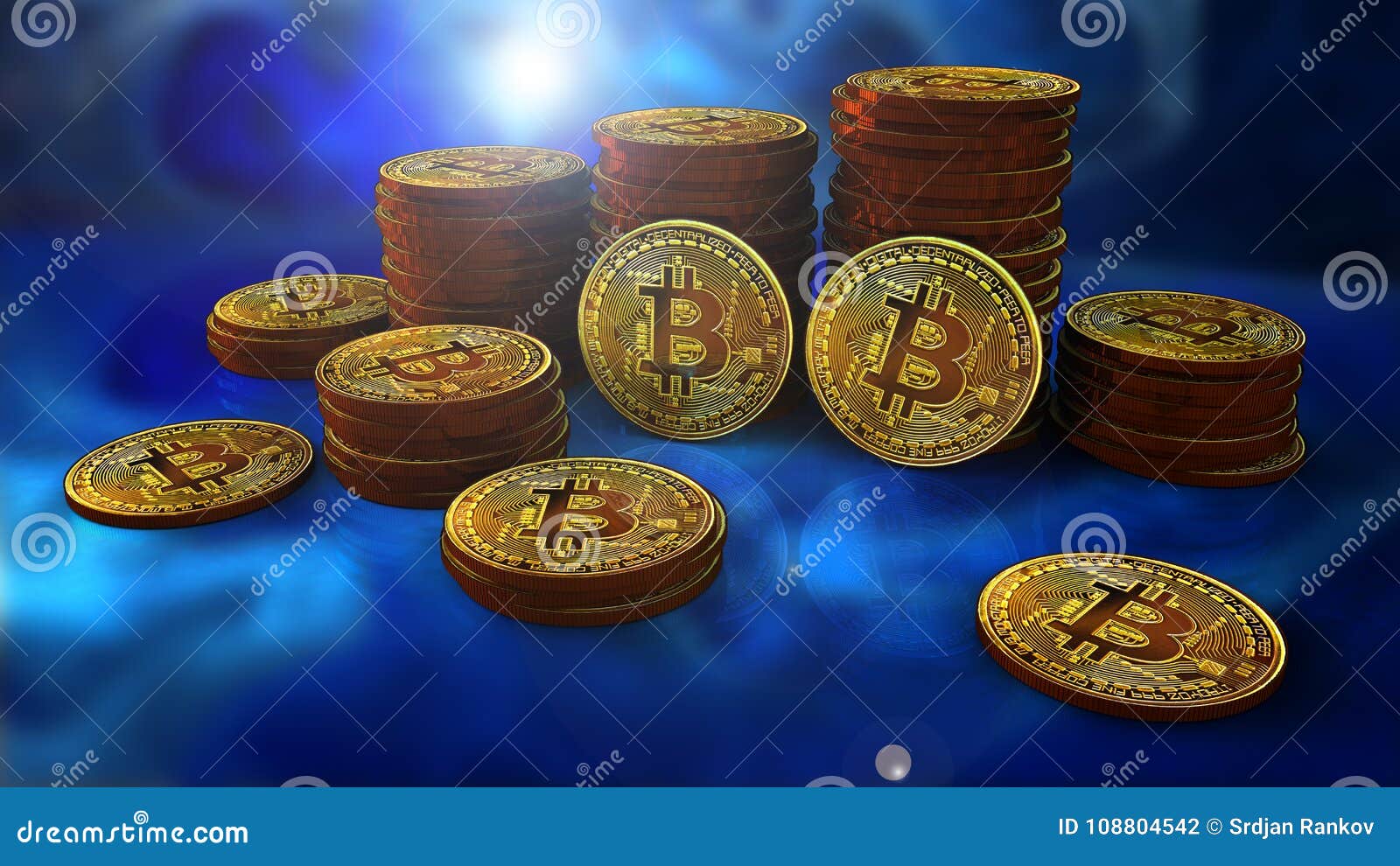 Stack of Bitcoins with Purple with a Two Coins Facing the Camera Stock ...