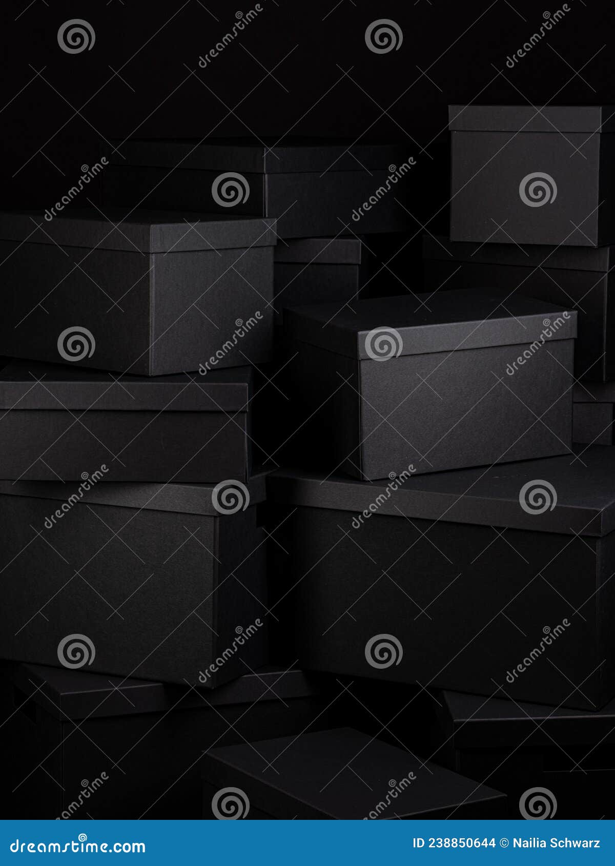 Stack of Black Boxes stock photo. Image of geometrical - 238850644
