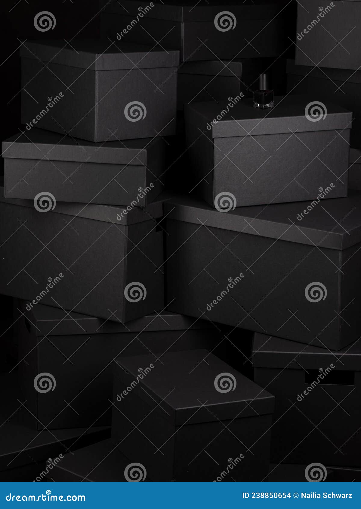 Stack of Black Boxes stock photo. Image of angular, square - 238850654