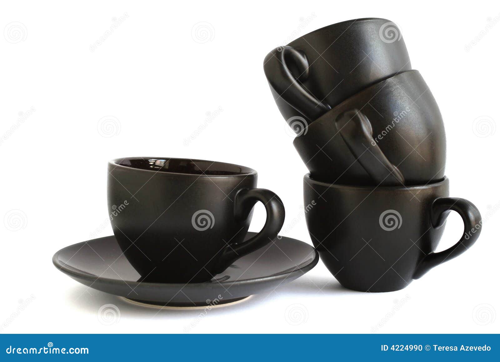 Stack of black coffee cups stock photo. Image of balancing - 4224990