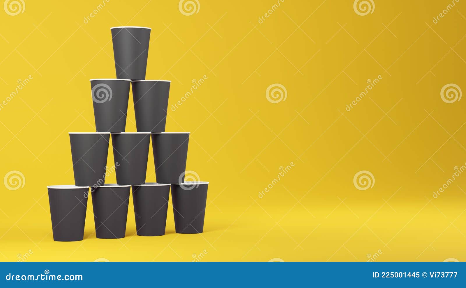 Stack of Black Paper Coffee Cups Standing on Each Other in the Shape of ...
