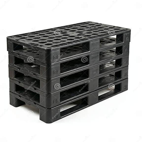 Stack of Black Plastic Pallets Isolated on White Backgroundt Stock ...