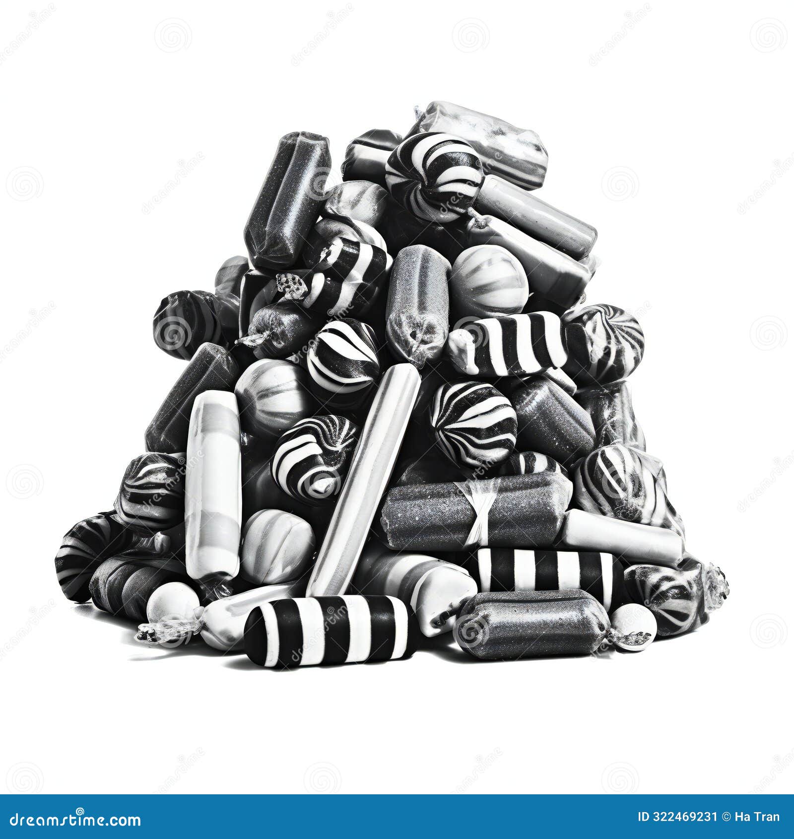 Stack of Black and White Candies Isolated on a White Background Stock ...