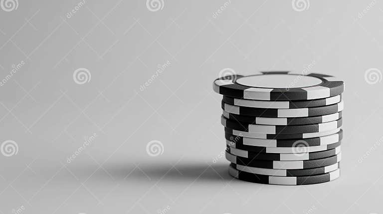 Stack of Black and White Poker Chips on White Background Stock ...