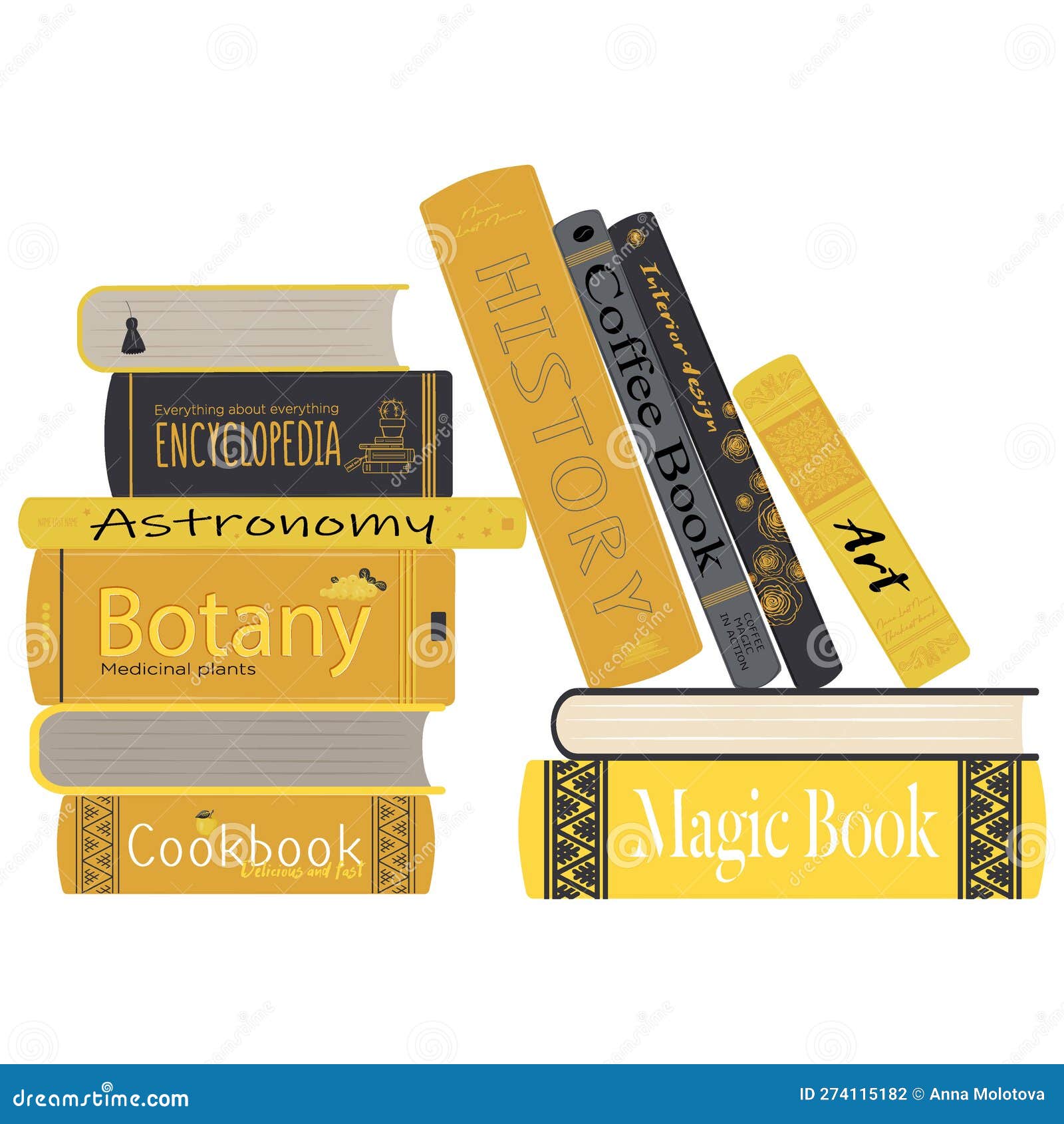 Stack of Black and Yellow Books Stock Vector - Illustration of document ...