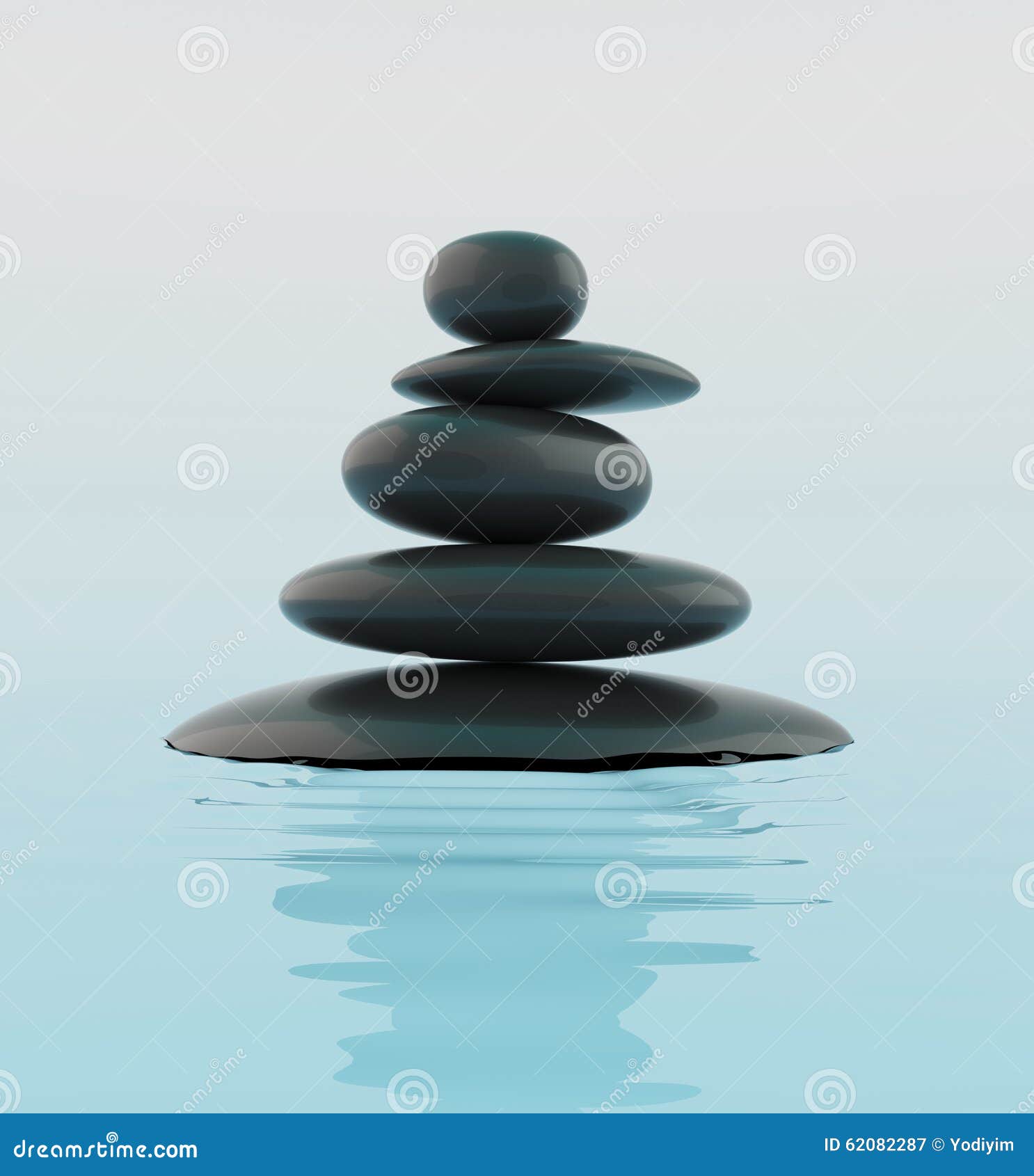 Stack of Black Zen Stones in Water. Stock Illustration - Illustration ...
