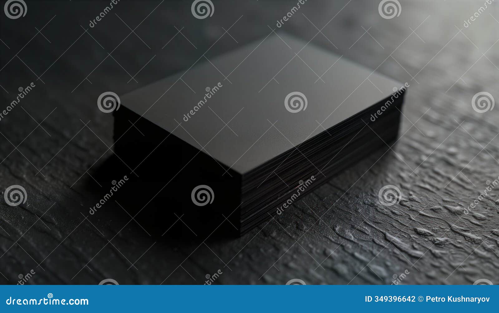 Stack Of Blank Black Business Cards On Dark Soundproof Surface. Mockup ...
