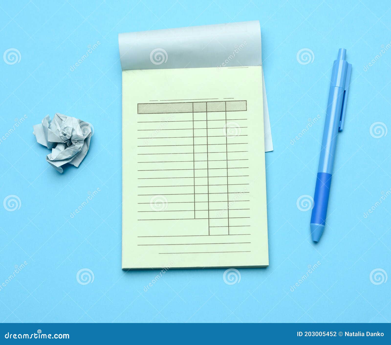 Stack of Blank Blue Blank Checks on a Blue Background Stock Photo ...