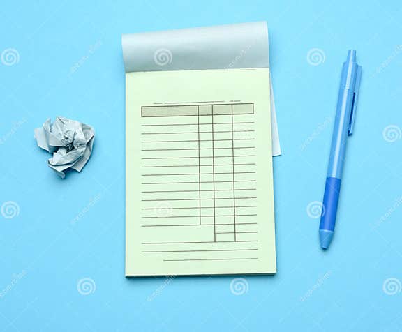 Stack of Blank Blue Blank Checks on a Blue Background Stock Photo ...
