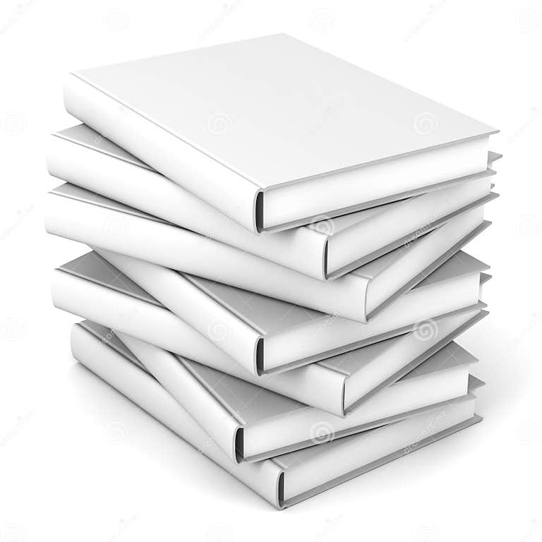 Stack of Blank Books Over White Stock Illustration - Illustration of ...